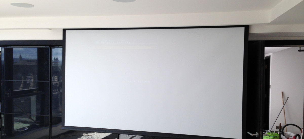 Glasgow penthouse bedroom concealed cinema screen slide 3 | Custom Install